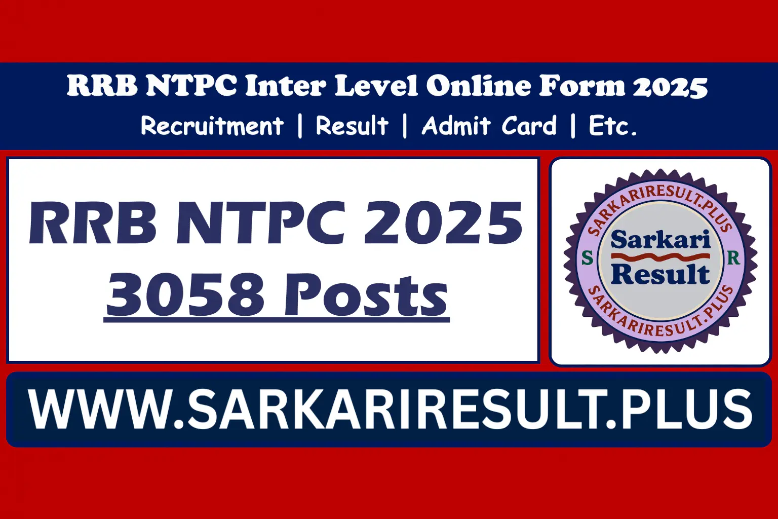 RRB NTPC Inter Level Online Form 2025