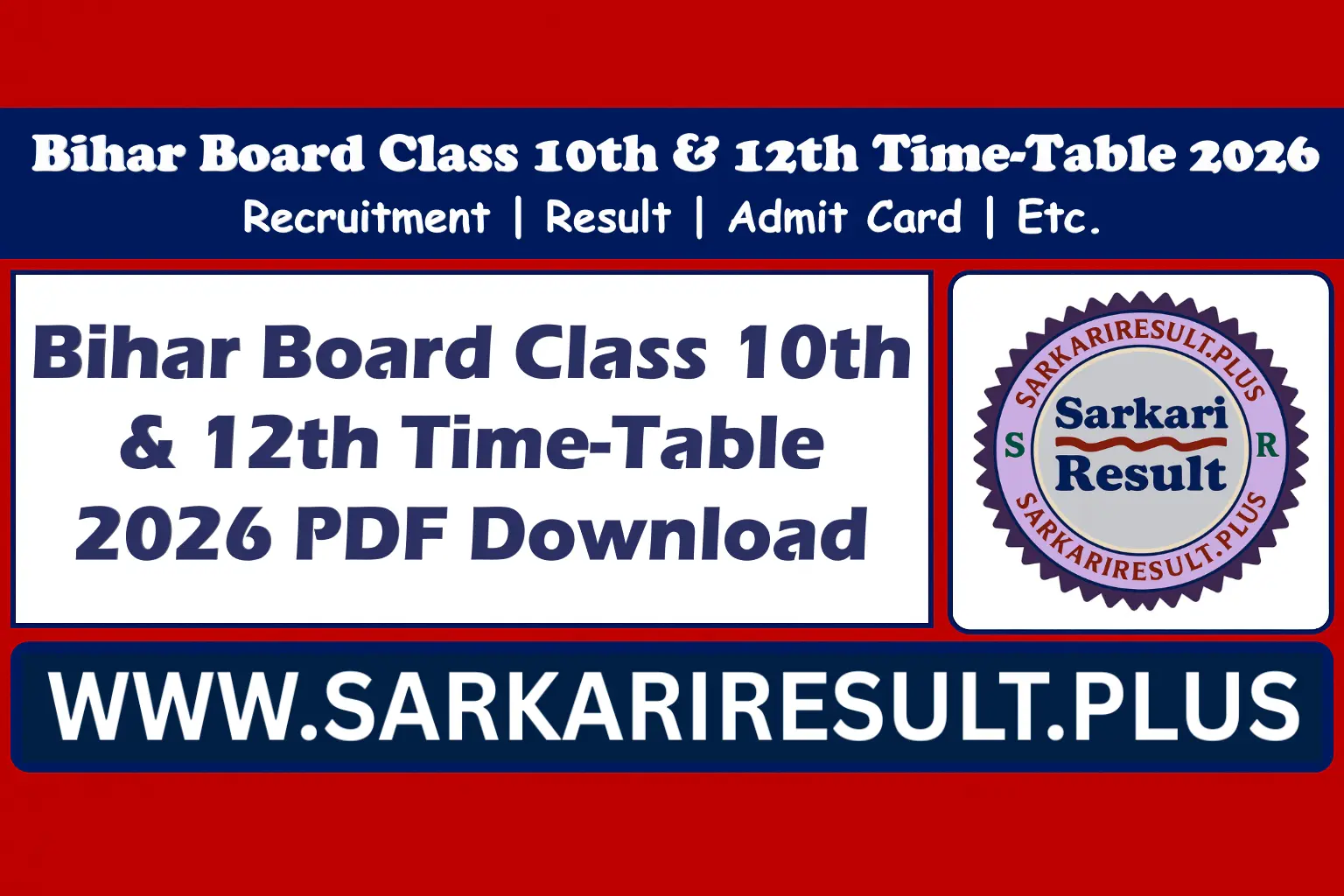 Bihar Board Class 10th & 12th Time-Table 2026